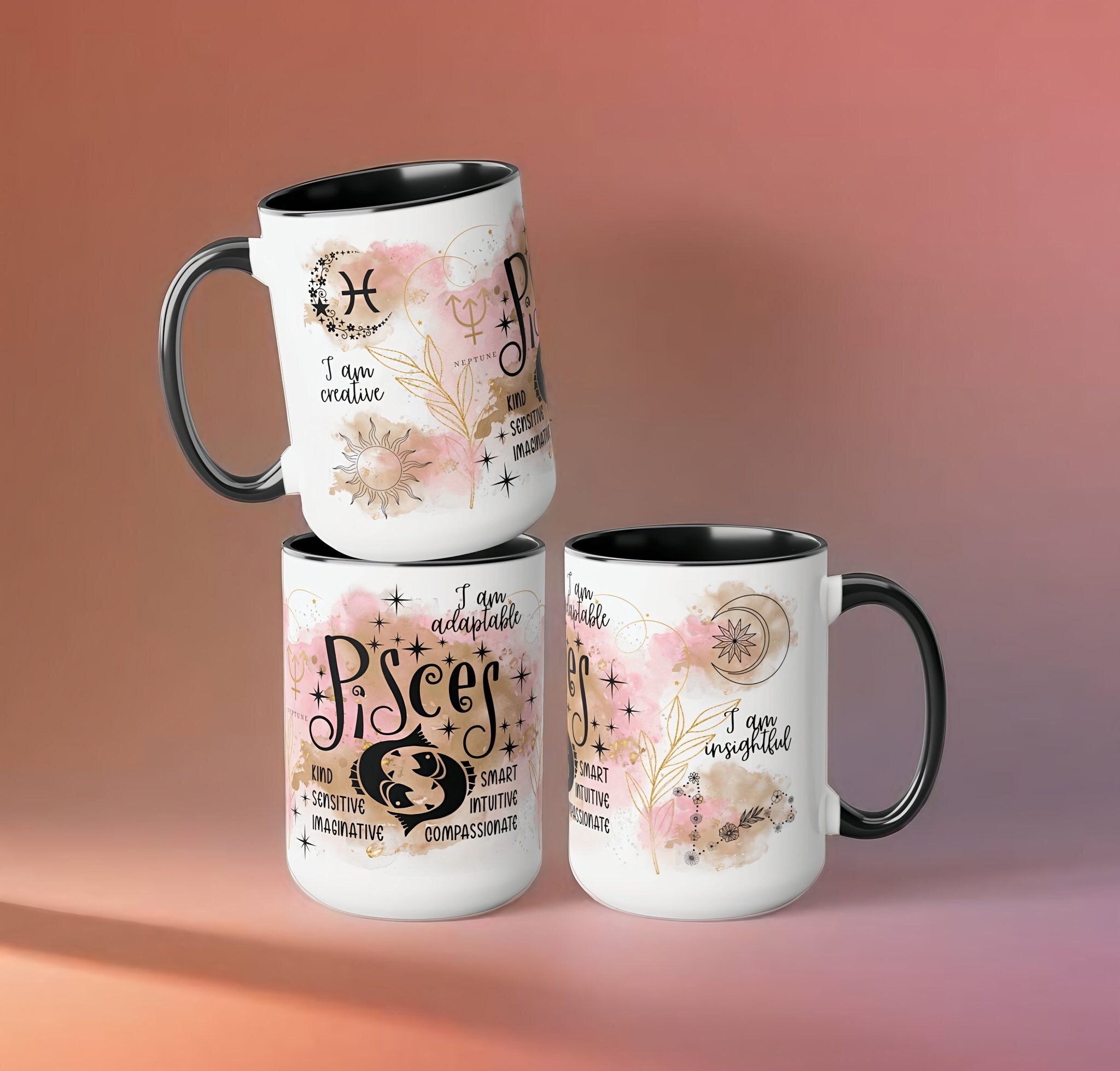 Pisces Coffee Cup Zodiac Sign Star February March Birthday Gift ...