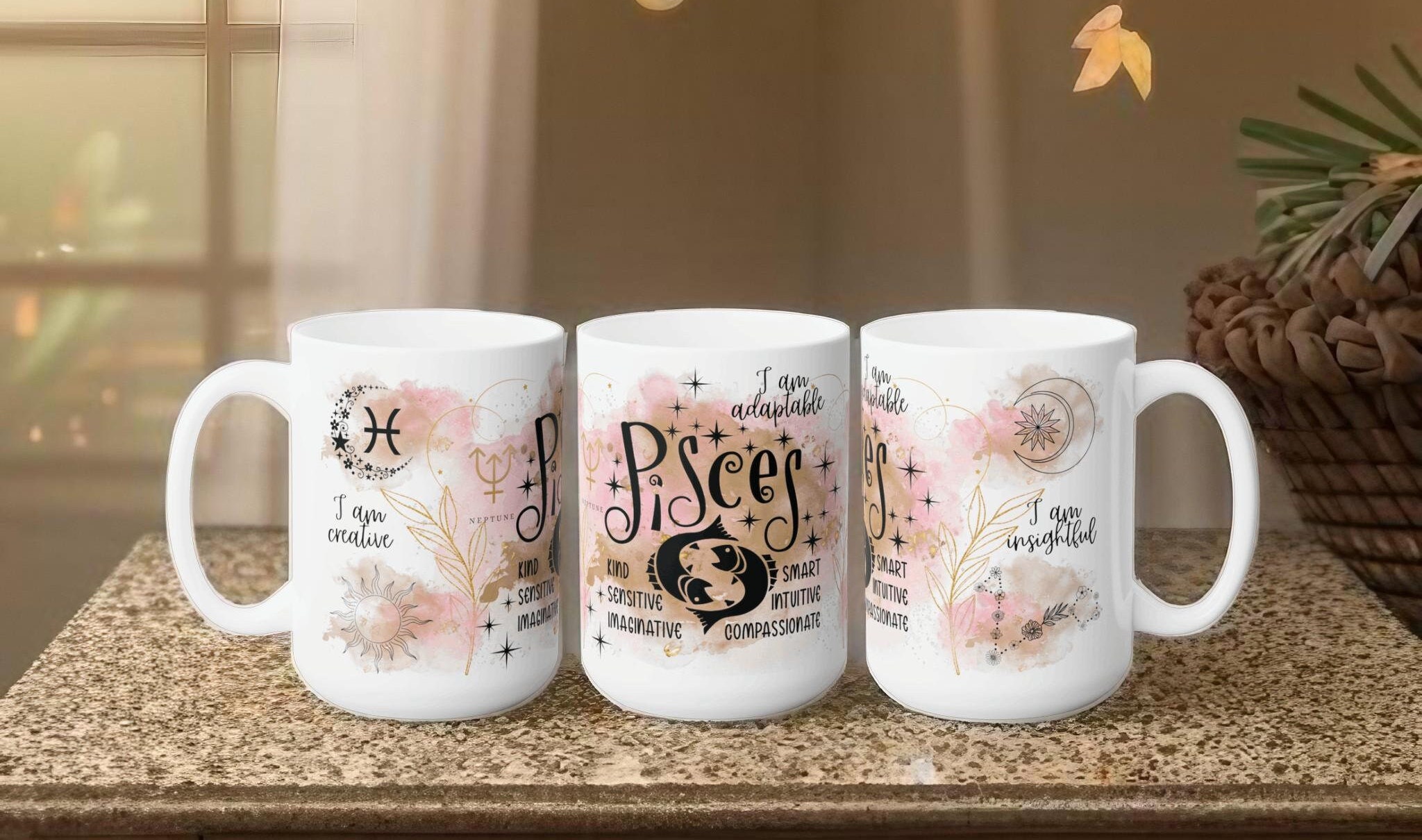 Pisces Coffee Cup Zodiac Sign Star February March Birthday Gift ...