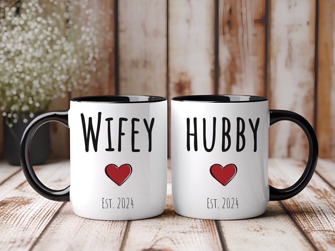 Personalized Couples Mug Set Wifey & Hubby Est. 2024 Wedding ...