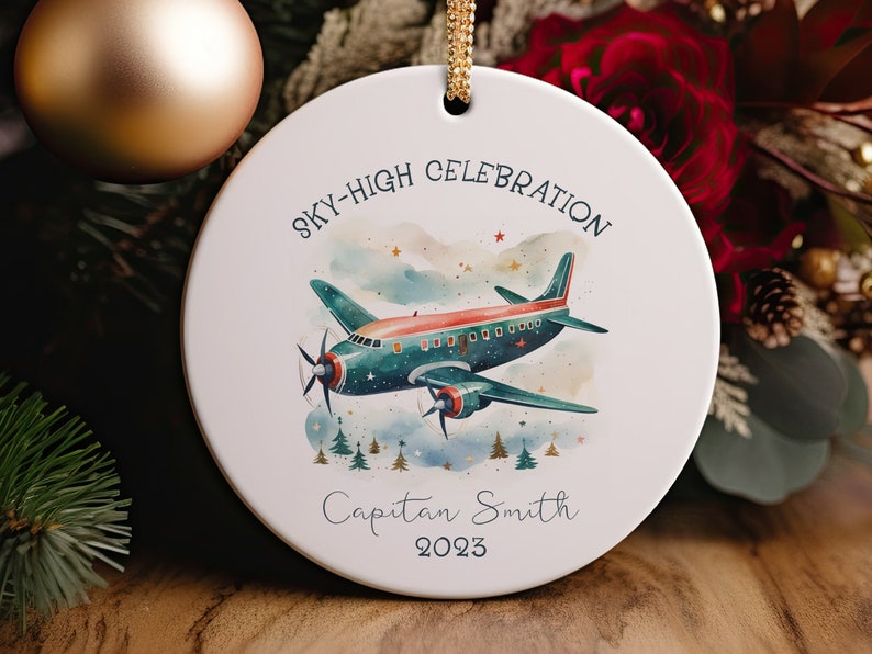 Airplane Ornament for Pilots Flight Attendants Personalized Aviation ...