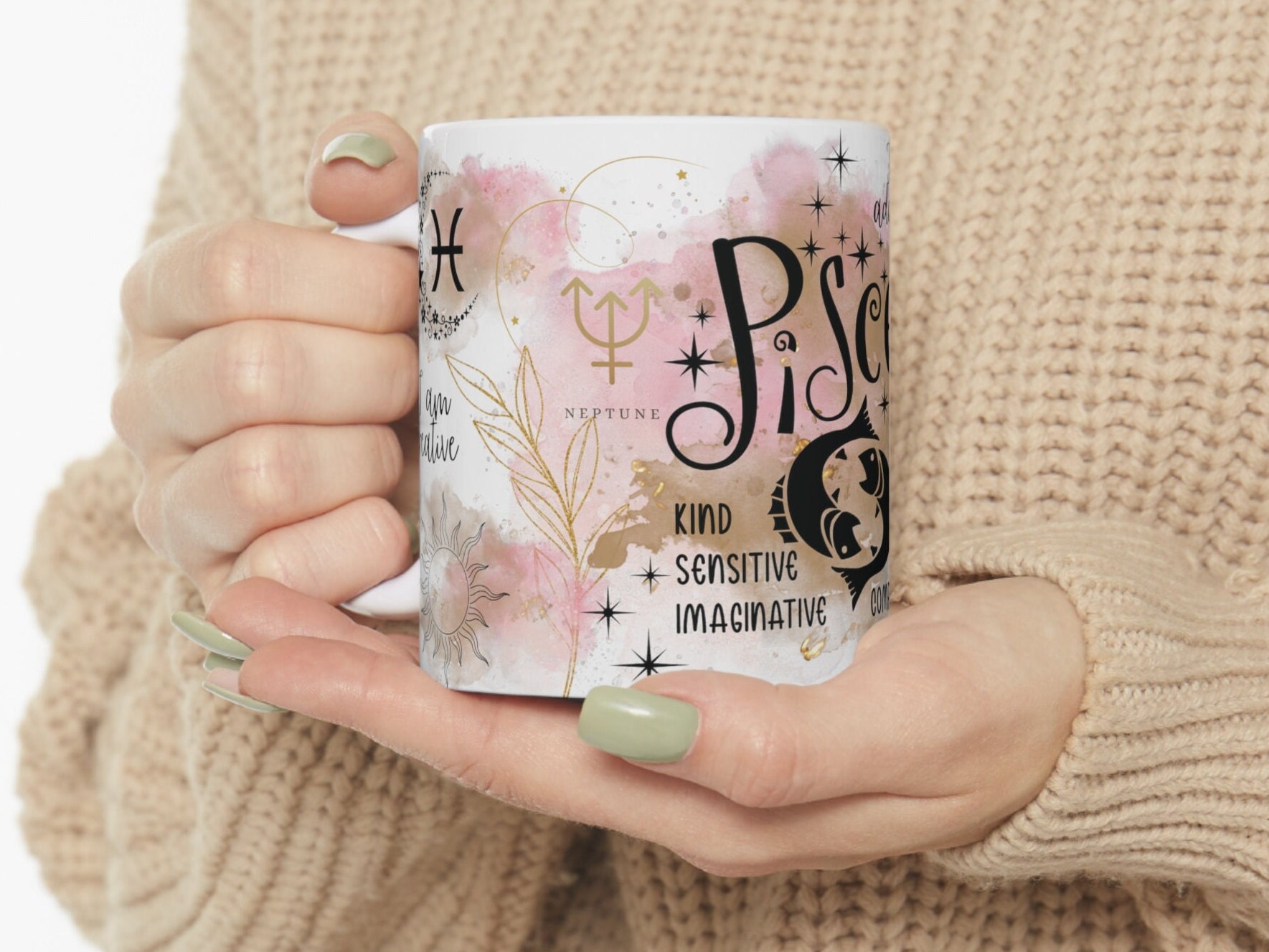 Pisces Coffee Cup Zodiac Sign Star February March Birthday Gift ...