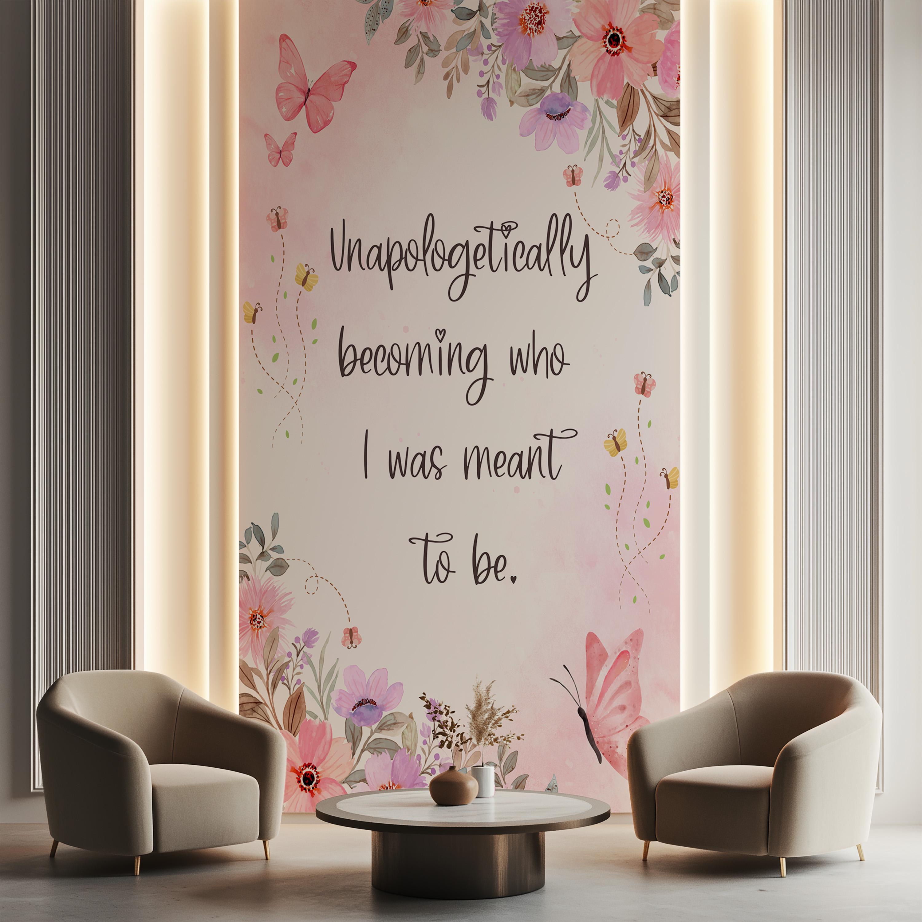 Custom Empowerment Wall Mural Feminine Floral Wallpaper Personalized ...