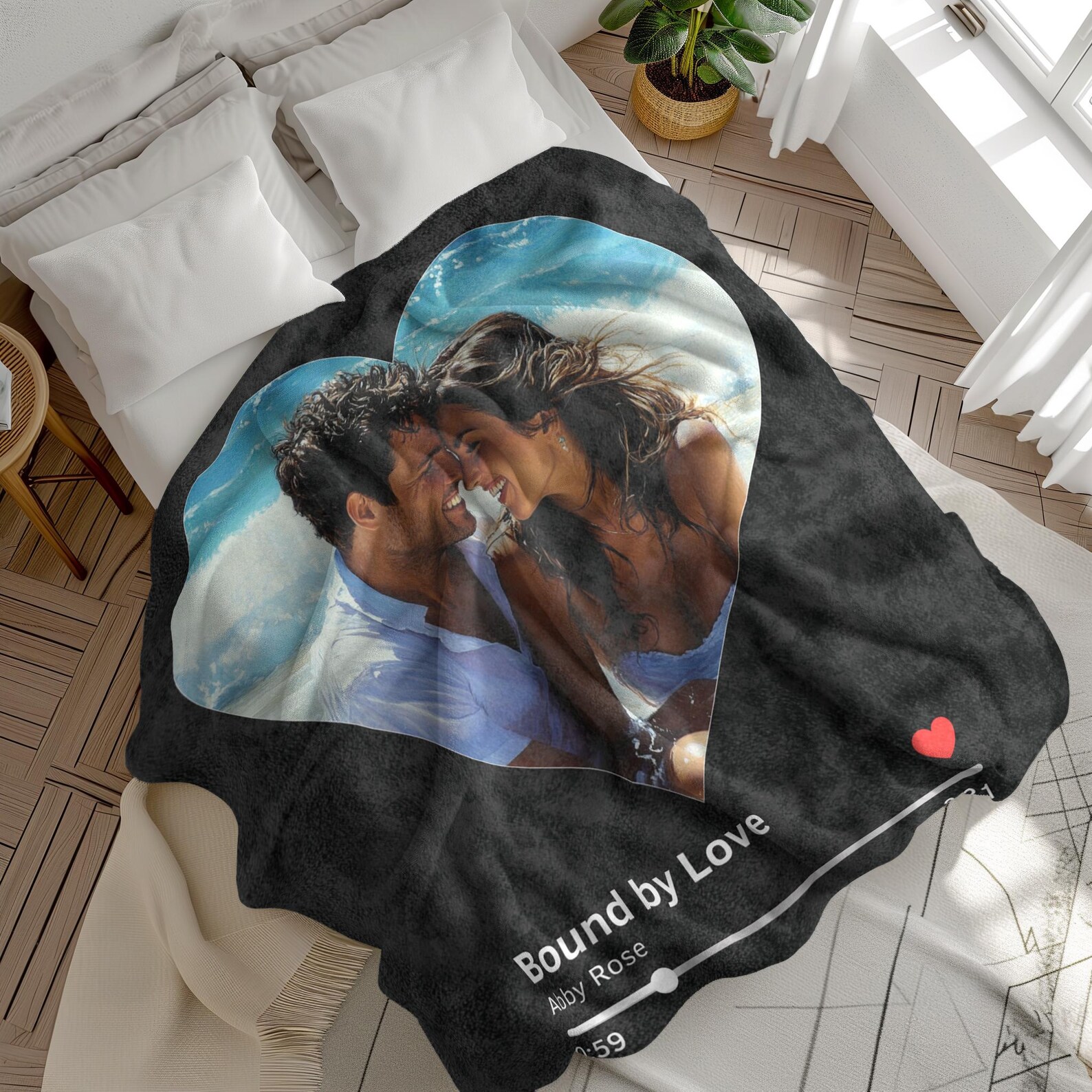 Customized Couple Blanket Romantic Photo Throw With Music Player Design ...