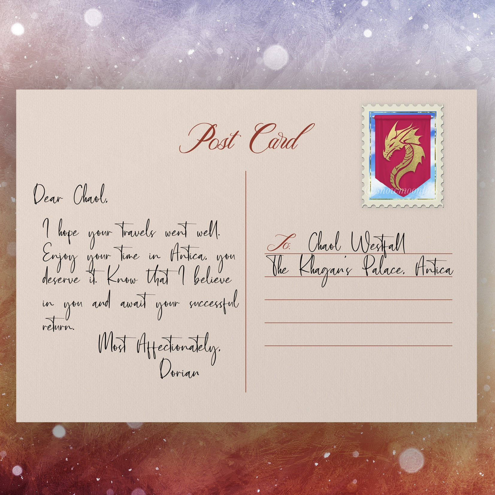 Rifthold Postcard From Dorian Officially Licensed Art Print Throne of ...