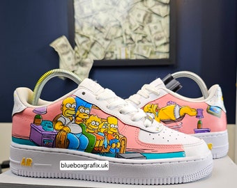 The Simpsons Nike Air Force 1 Mid Custom Shoes Hand Painted Shoes Bart ...