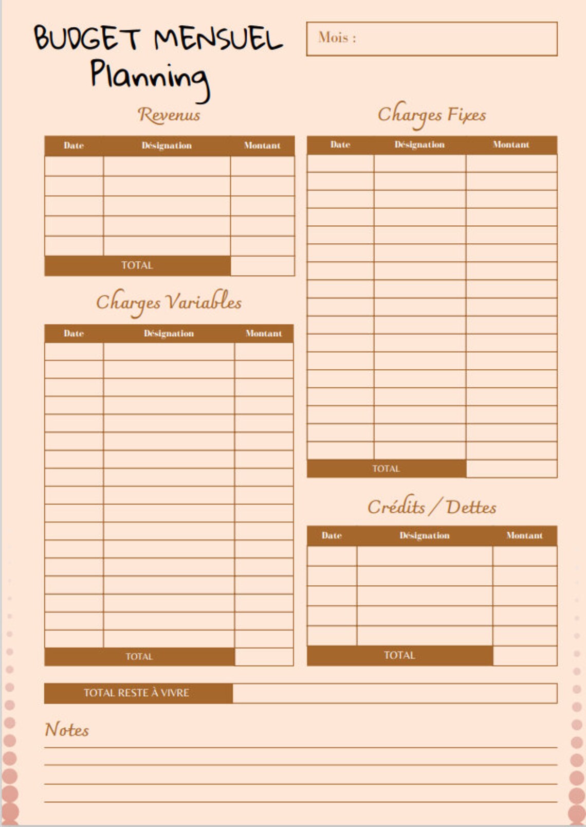 BUDGET PLANNER & MONTHLY (notes , Goals ...) - Etsy