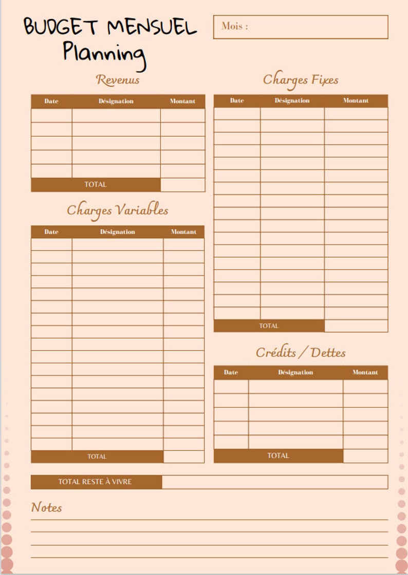 BUDGET PLANNER & MONTHLY (notes , Goals ...) - Etsy