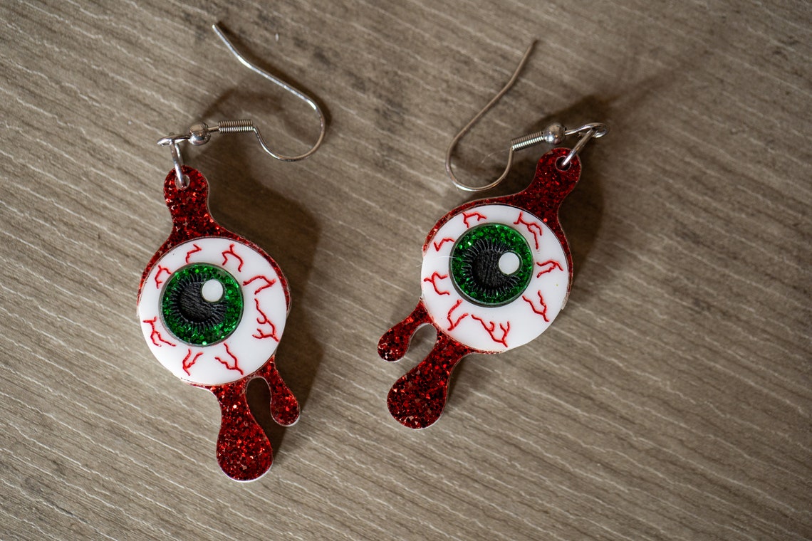 Bloody Eye Earrings, Blood Drip Earrings, Creepy Eyeball Earrings ...