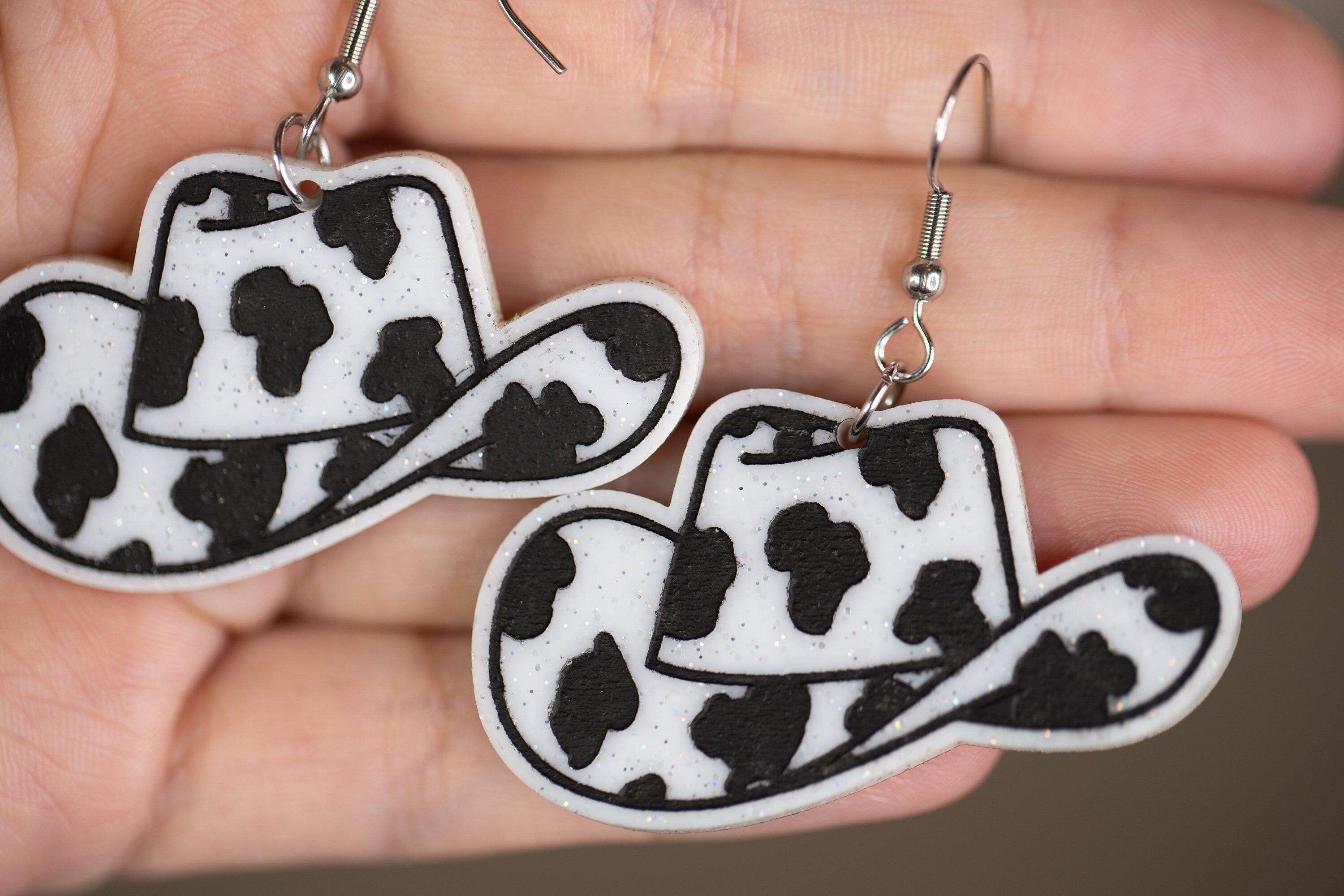 Cowgirl Hat Earrings, Cowboy Hat, Acrylic Earrings, Rodeo Earrings ...