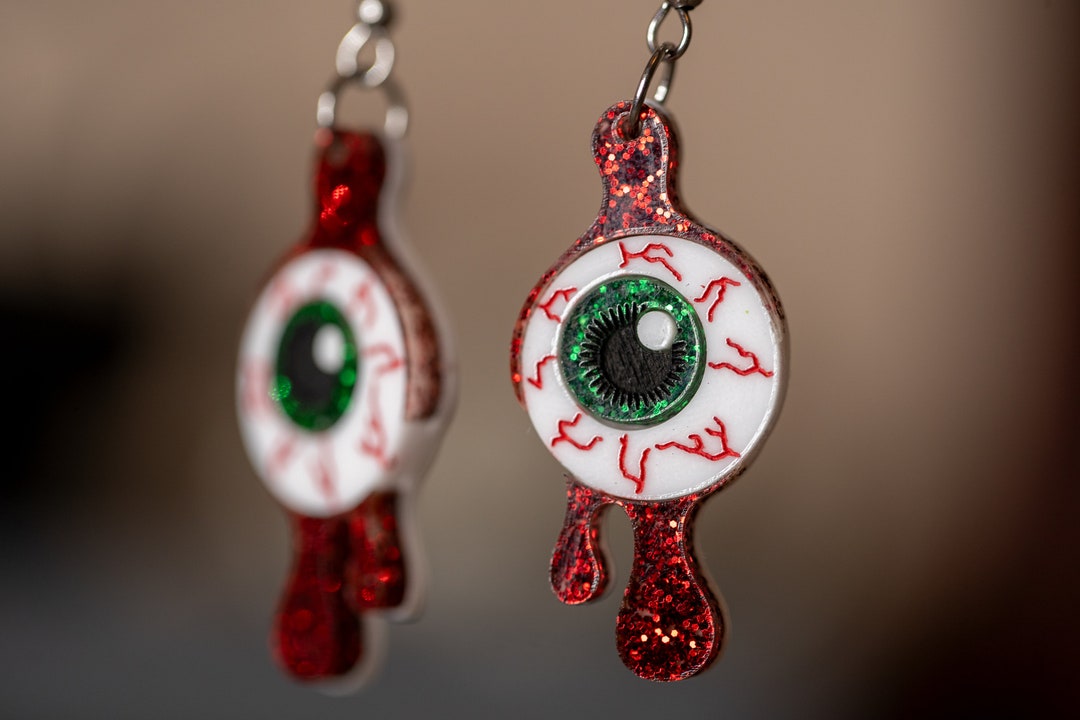 Bloody Eye Earrings, Blood Drip Earrings, Creepy Eyeball Earrings ...