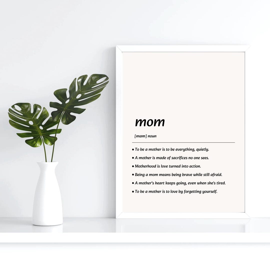 Mom Definition Print - Minimalist Motherhood Wall Art - Mother's Day ...