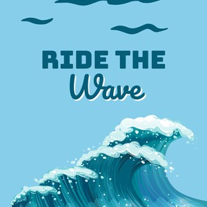 Ride the Wave Wall Art – Retro Surf Poster – Motivational Ocean ...
