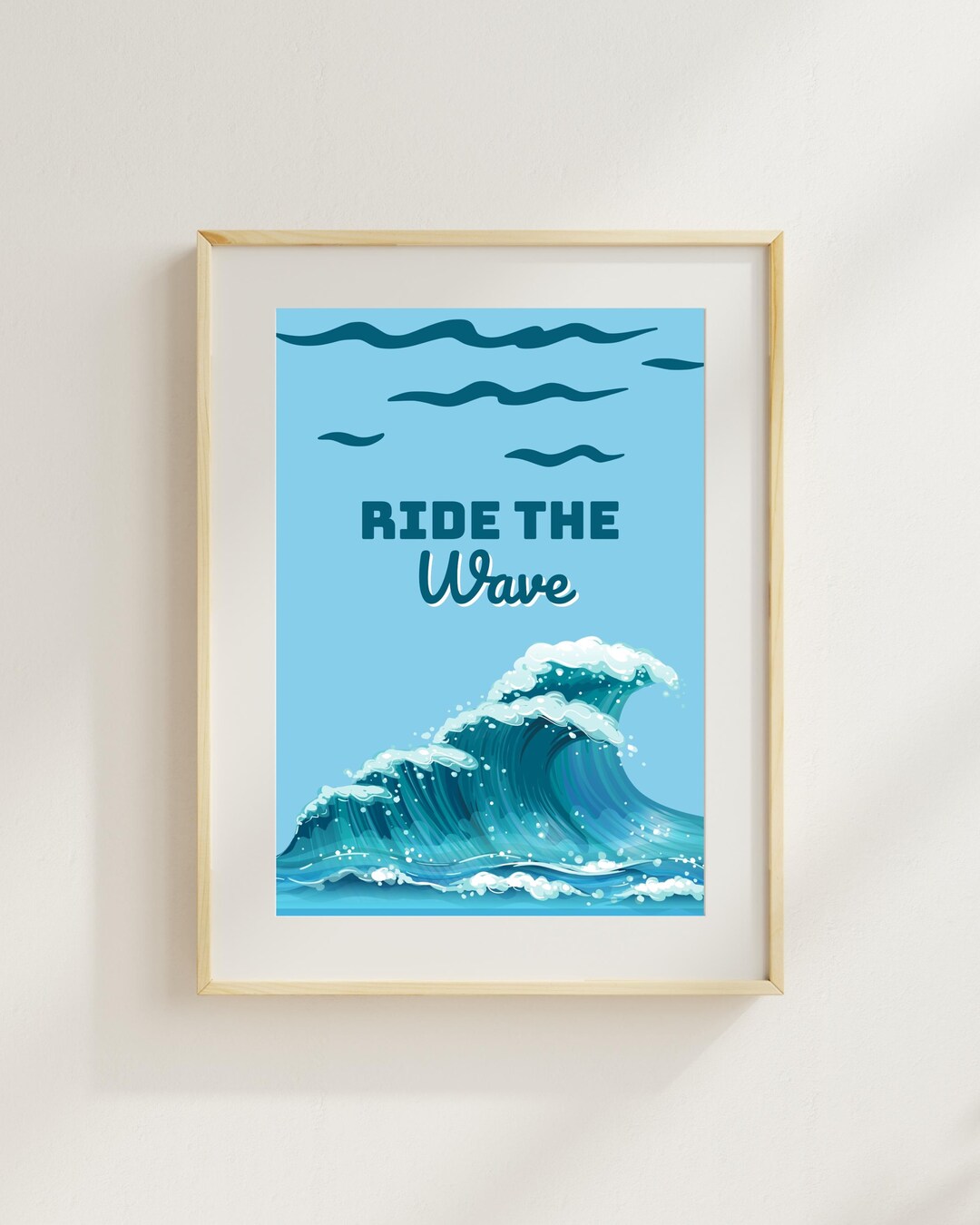 Ride the Wave Wall Art – Retro Surf Poster – Motivational Ocean ...