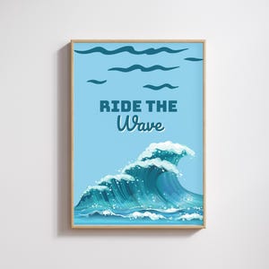 Ride the Wave Wall Art – Retro Surf Poster – Motivational Ocean ...