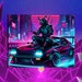 Neon City Synthwave Samurai Drift Car Print: 80s, Retro, Outrun ...