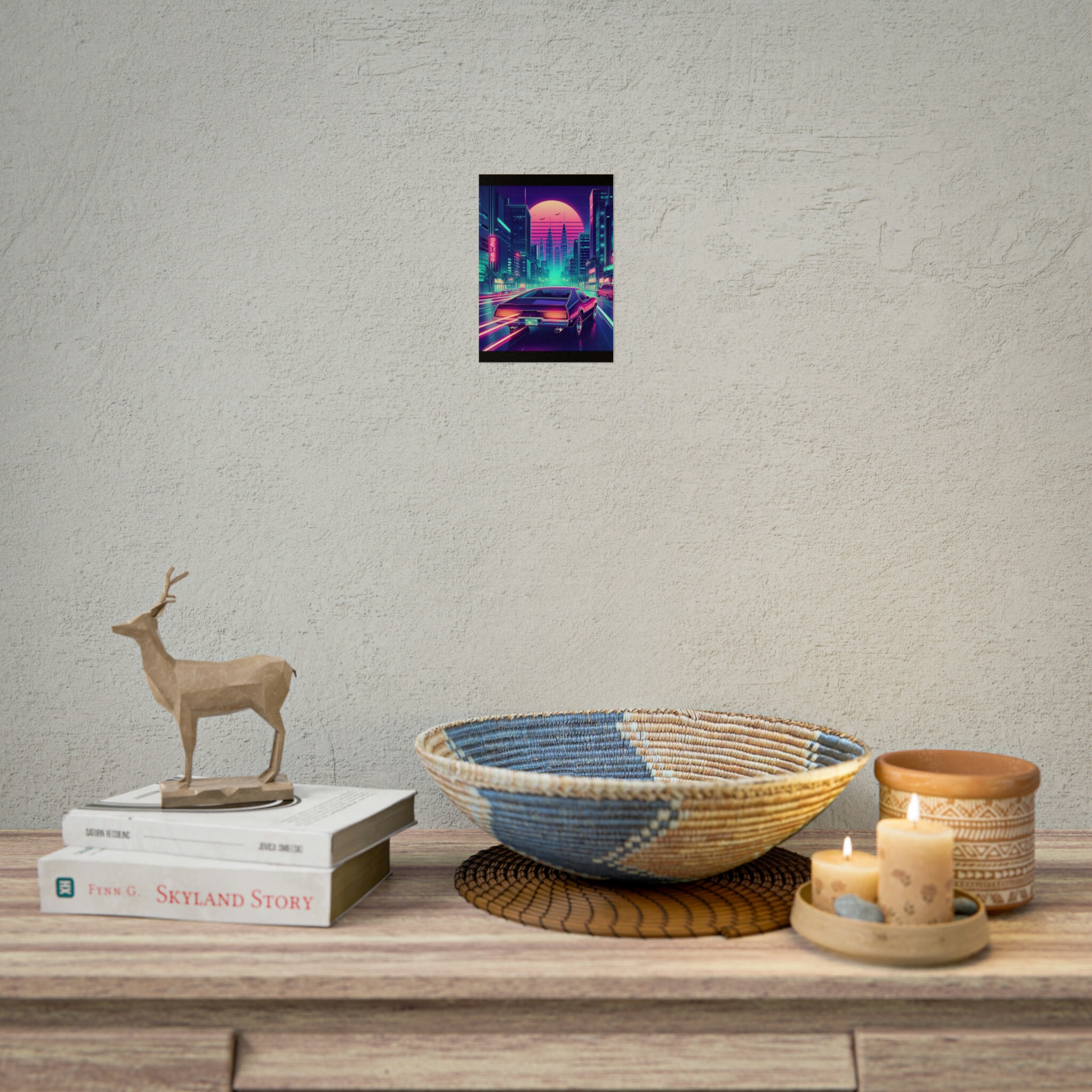 Synthwave Outrun Classic Car, Wall Decor Poster Sunset With Vaporwave ...