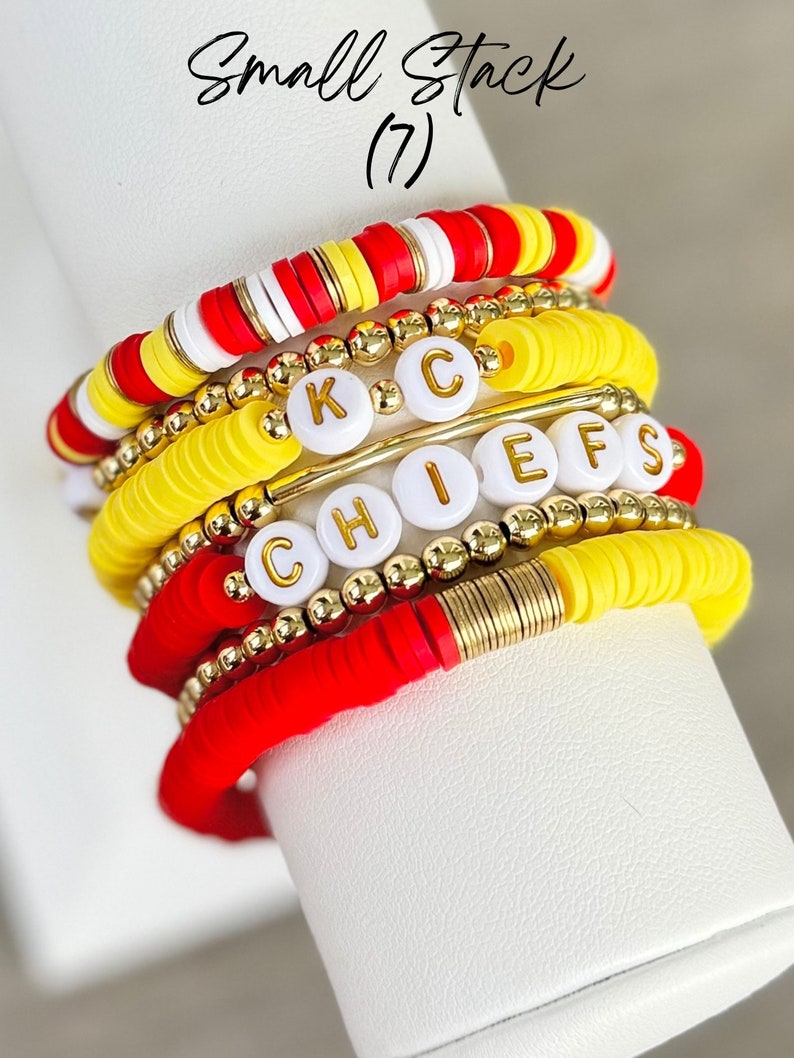 Kansas City Chiefs Football Bead Friendship Bracelet Stack, Custom KC Chiefs NFL Super Bowl ...