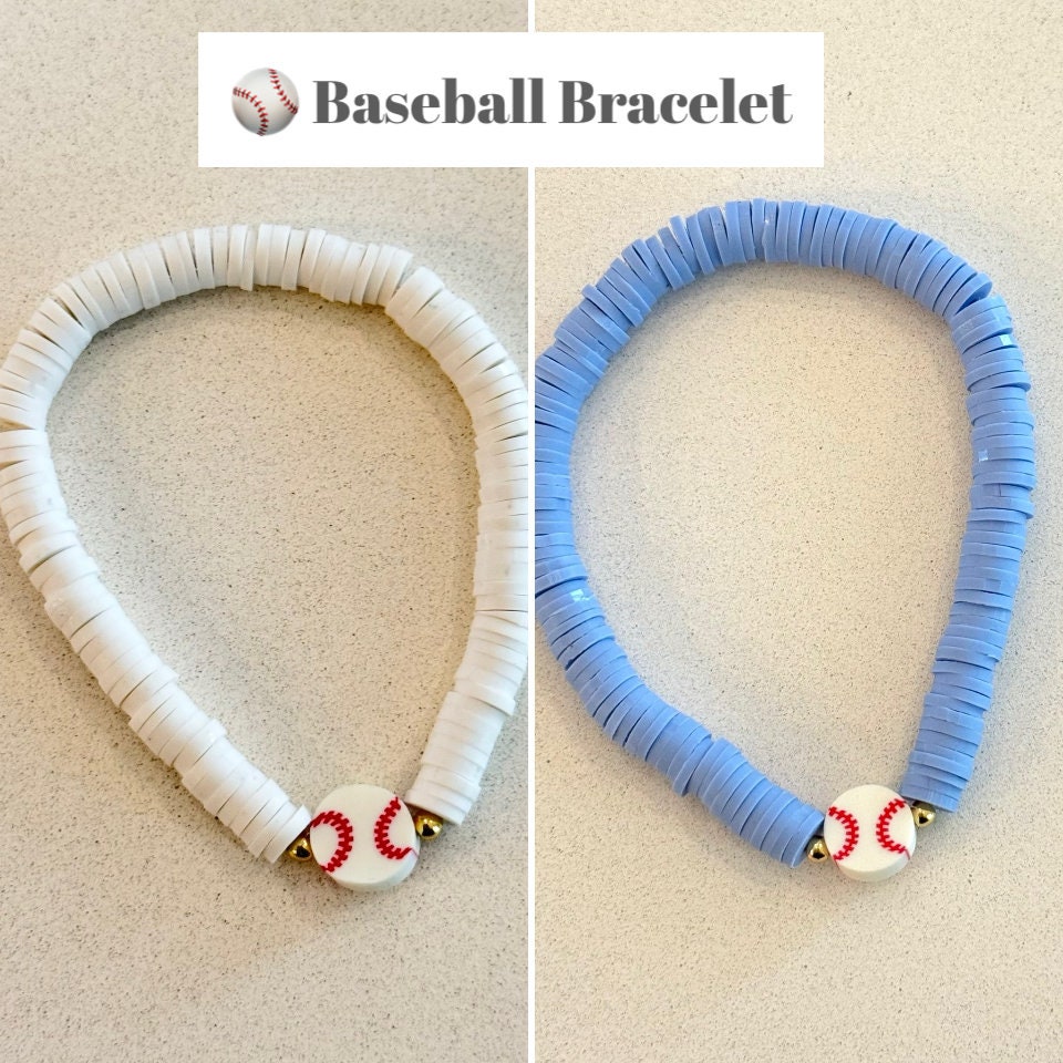 Boys Baseball Bracelet, Boys Girls Clay Heishi Bead Bracelets, Sports ...