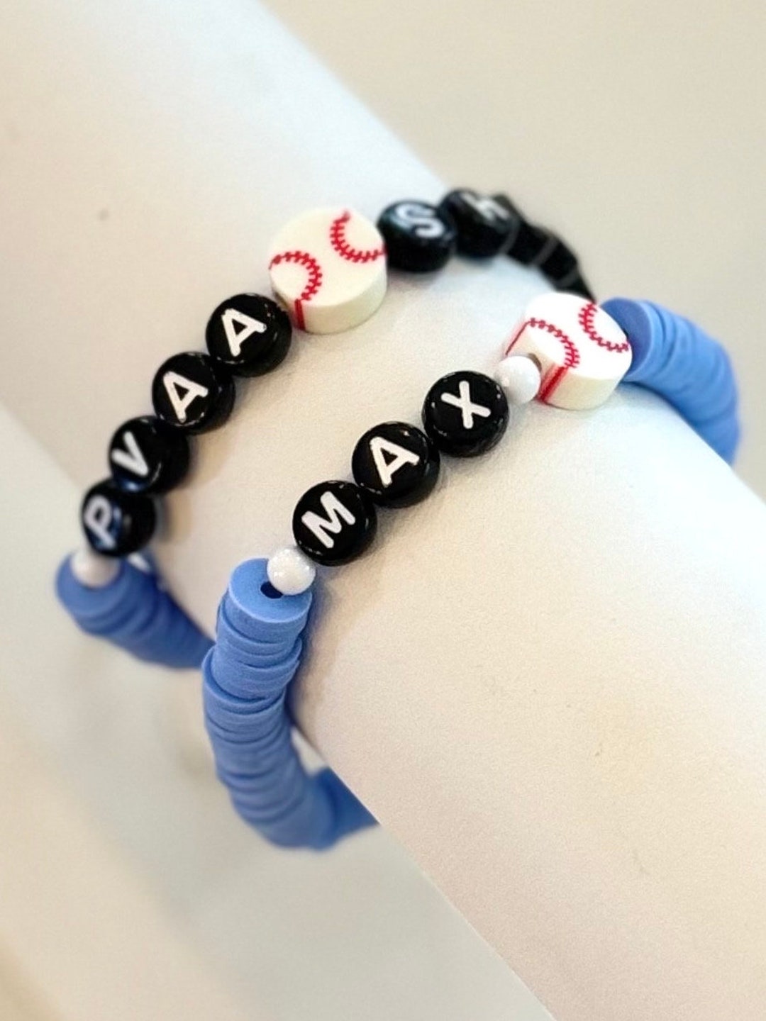 Boys Baseball Bracelet, Boys Girls Clay Heishi Bead Bracelets, Sports ...