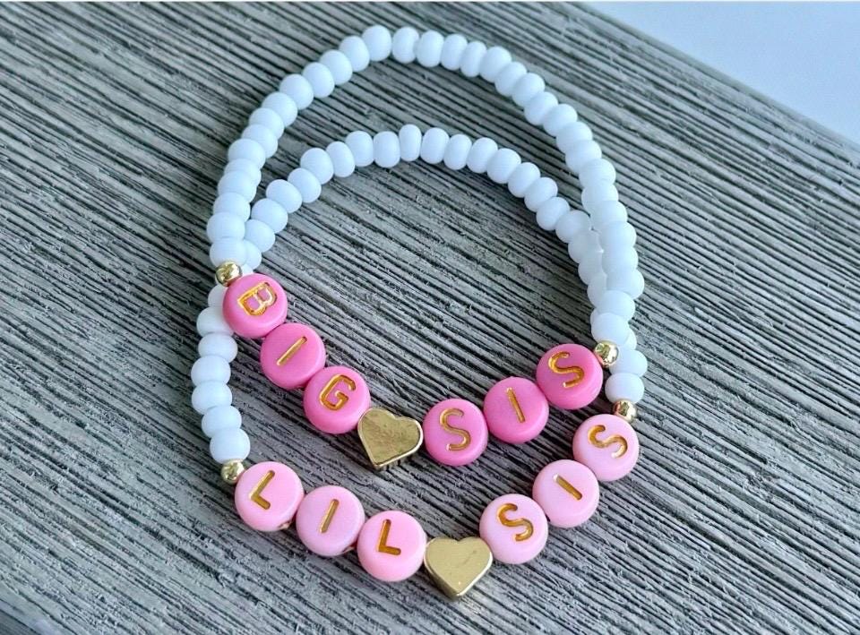 Little Sister Big Sister Bracelets, Custom Stretchy Name Bracelet ...