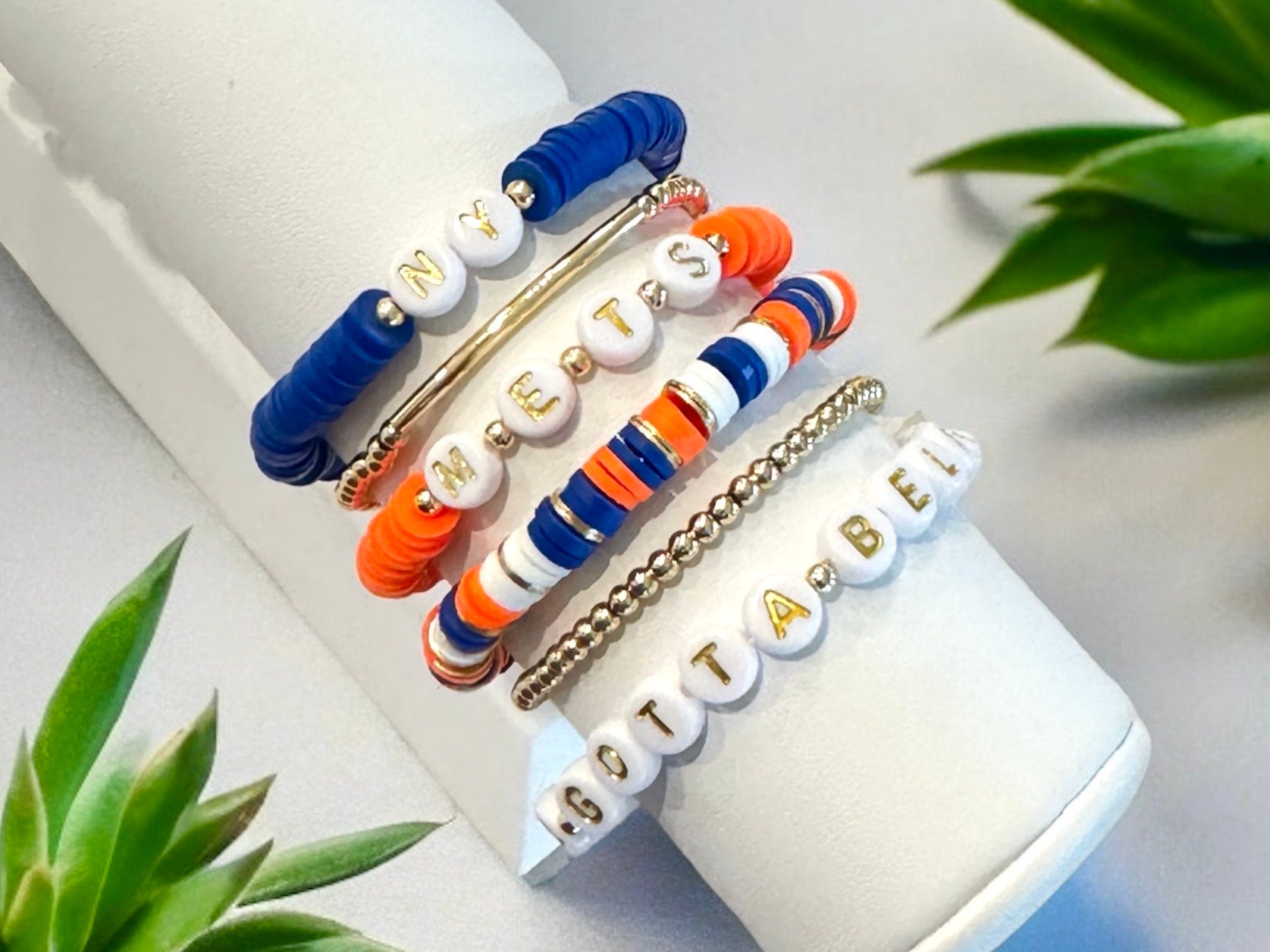 Custom New York METS Baseball Bracelet Stack Stretchy Beaded Bracelets ...