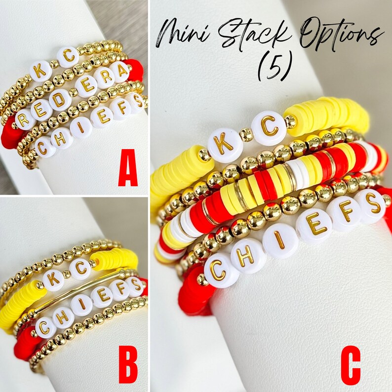 Kansas City Chiefs Football Bead Friendship Bracelet Stack, Custom KC Chiefs NFL Super Bowl ...