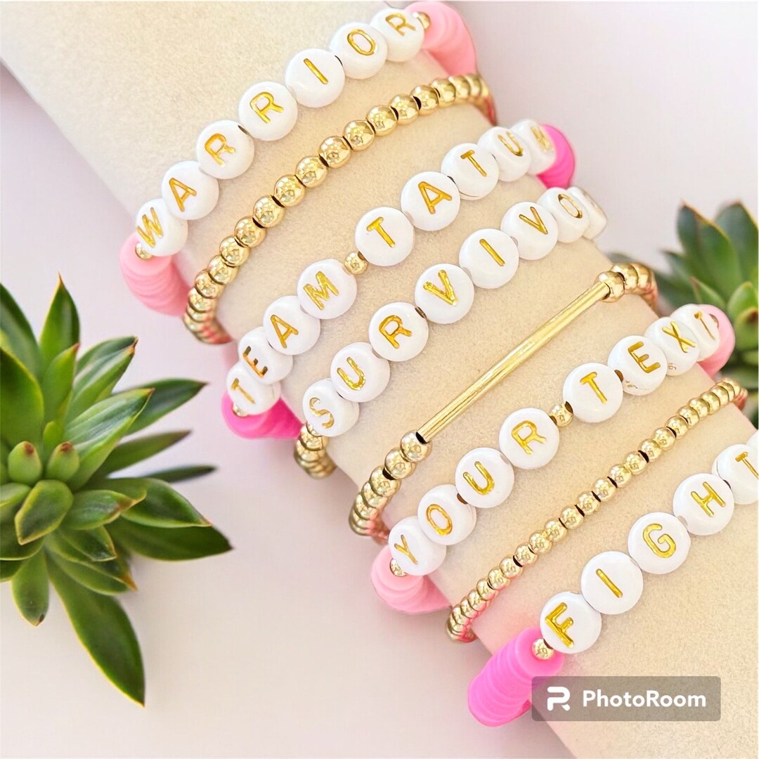 Custom Breast Cancer Bracelets Survivor Fighter Personalized Gifts for ...