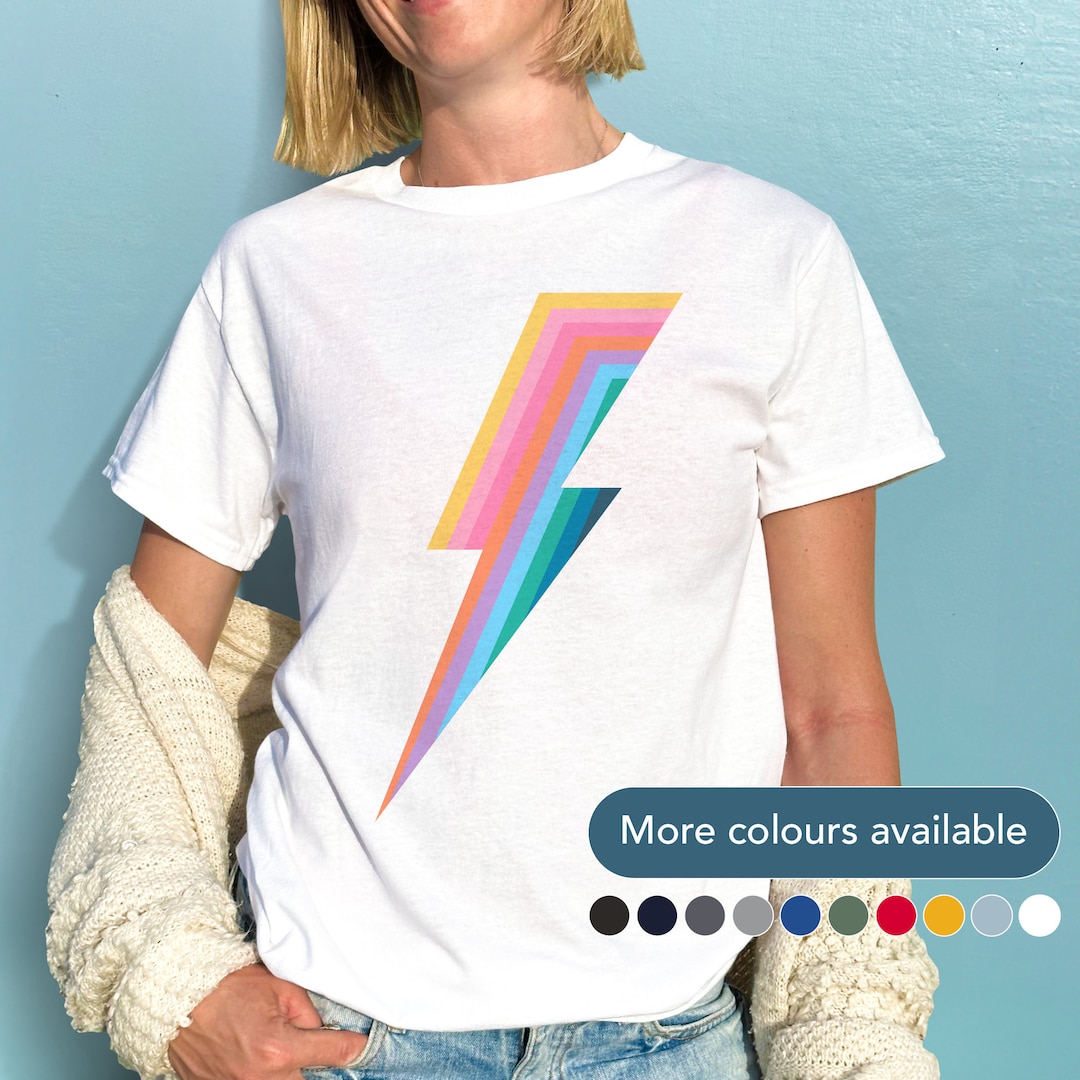 Rainbow Lightning Bolt Graphic Design Trendy T-shirt / Lightning Strike ...