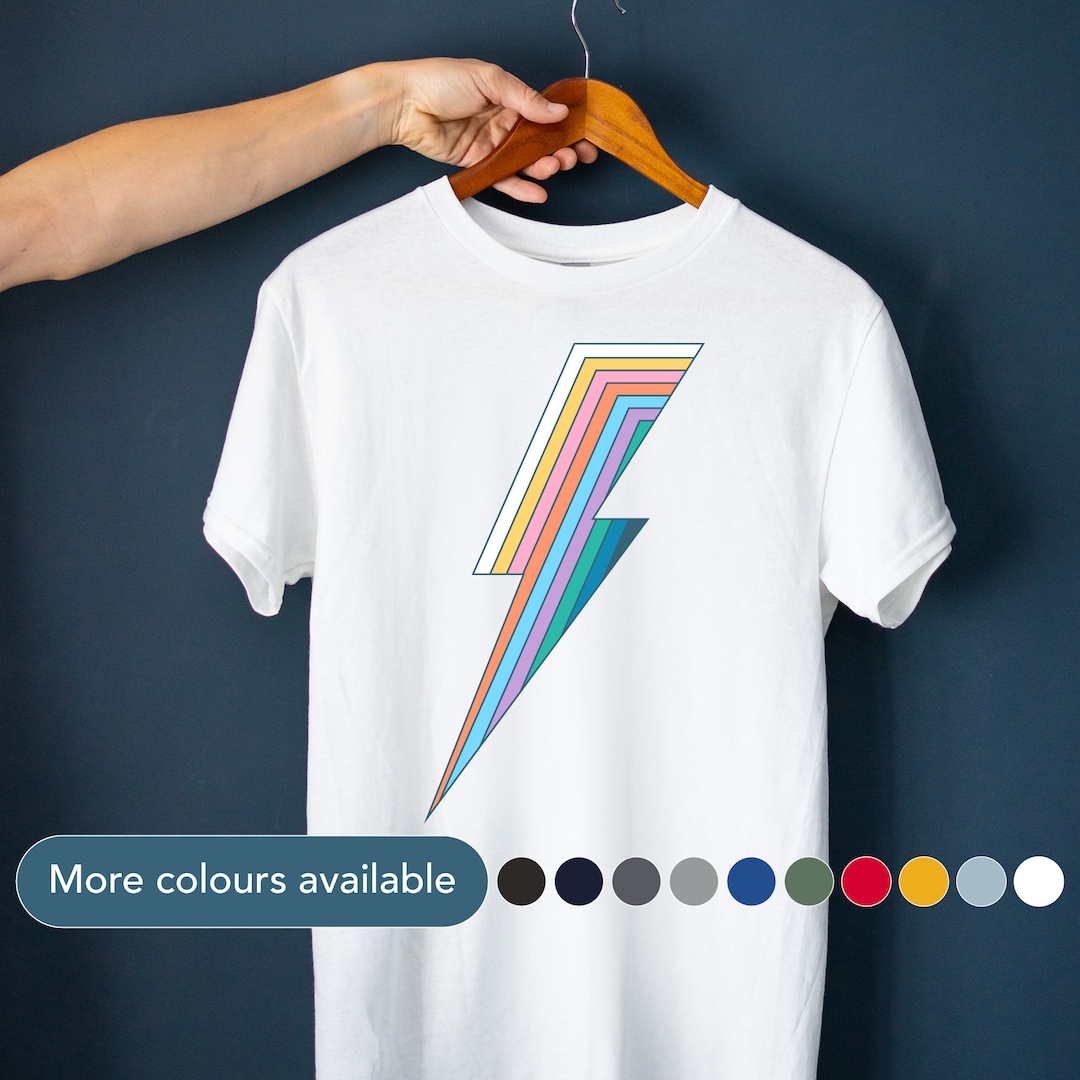 Rainbow Lightning Bolt Graphic Design Cool T-shirt / Lightning Strike ...