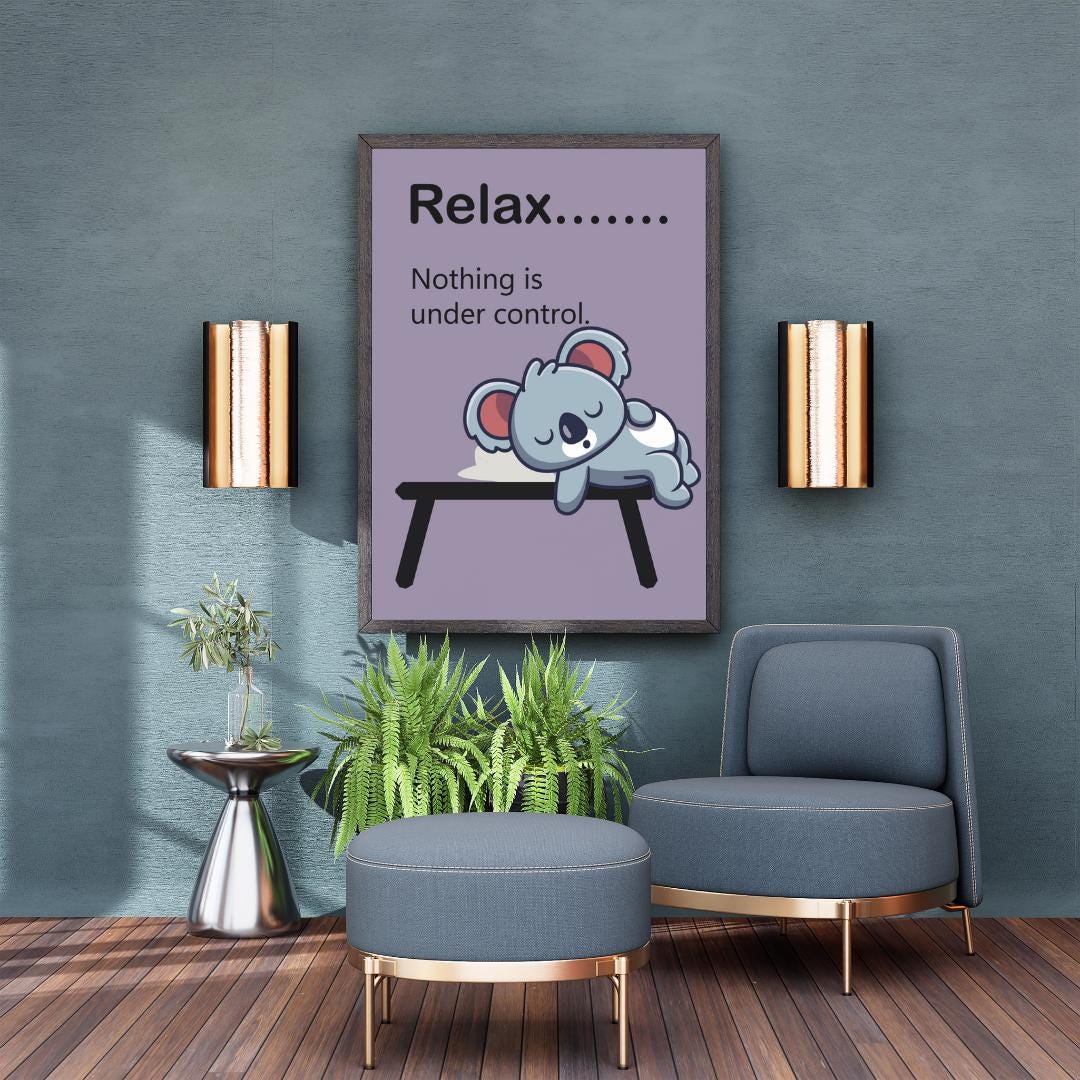 Relax Koala Printable Wall Art | Funny Motivational Poster | Cute ...