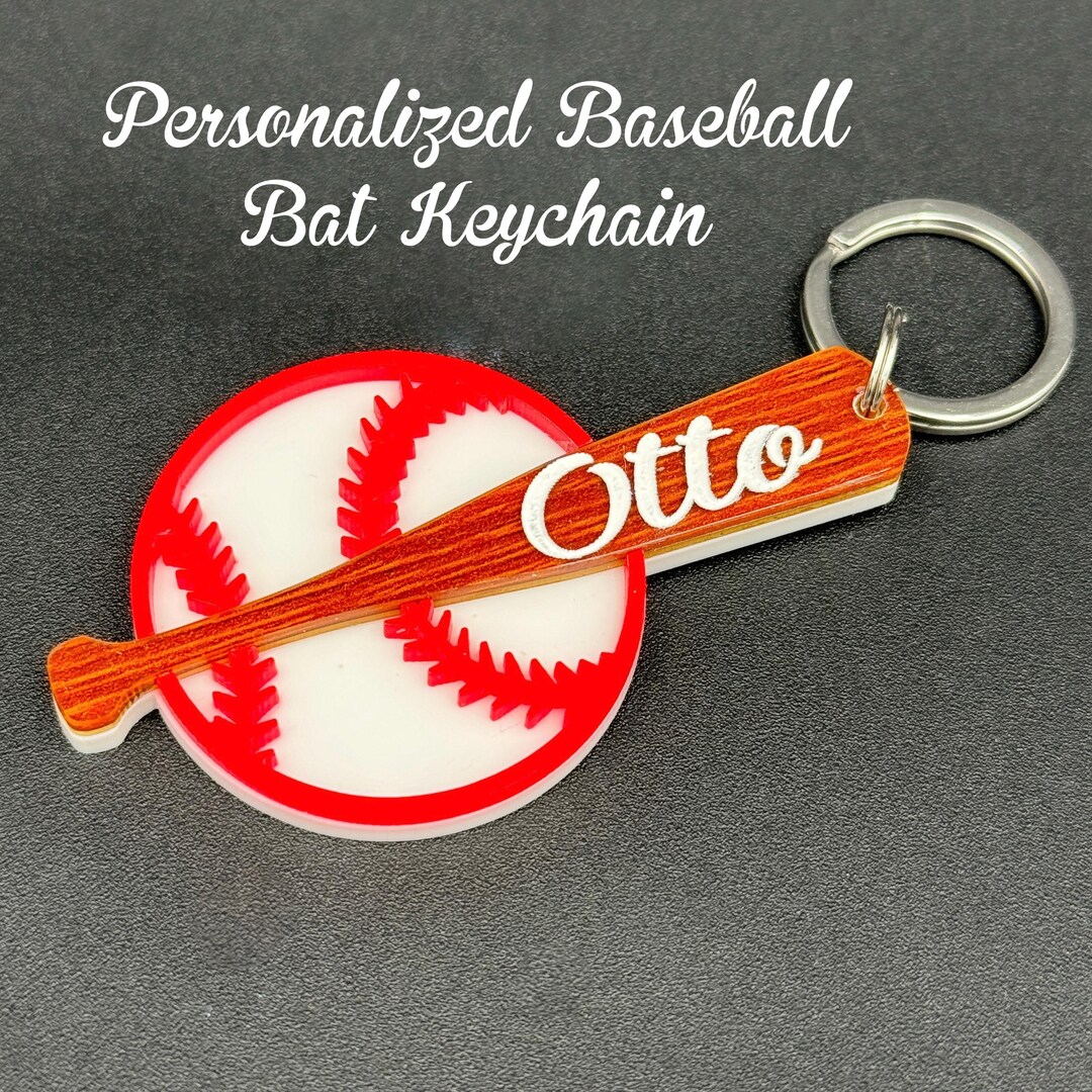 Personalized Baseball Bat Keychain | Engraved Key Ring | Keychain ...