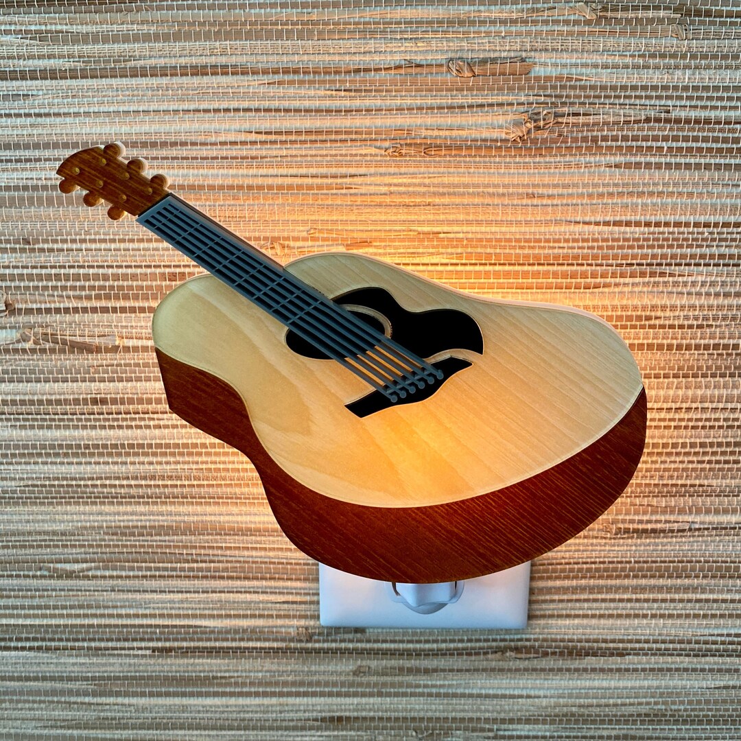 3D Handcrafted Acoustic Guitar Night Light | Musical Instrument ...