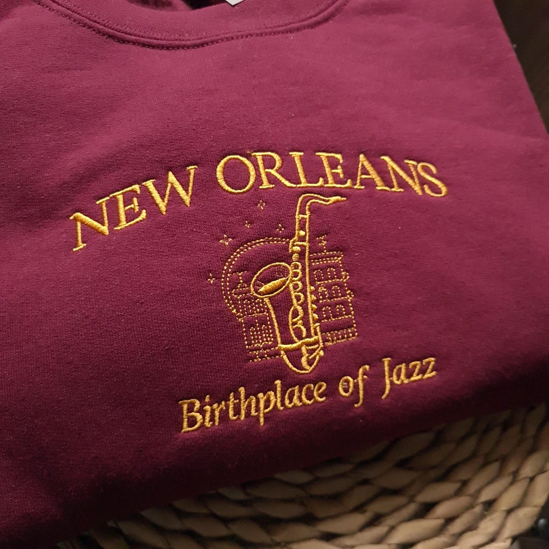 New Orleans Embroidered Sweatshirt: Birth of Jazz Crewneck - Etsy