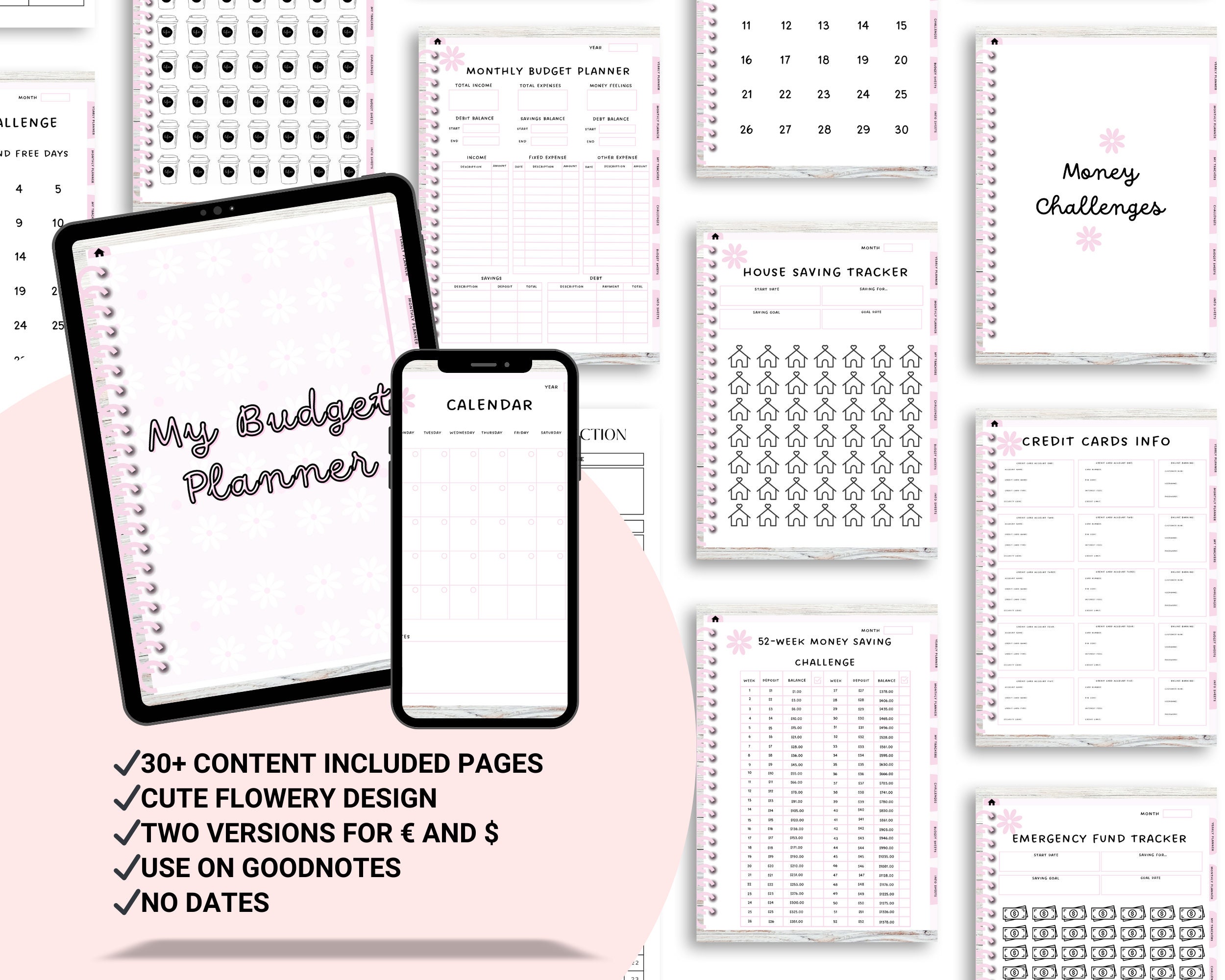 PINK Digital Budget PLANNER Aesthetic FINANCE Goodnotes - Etsy