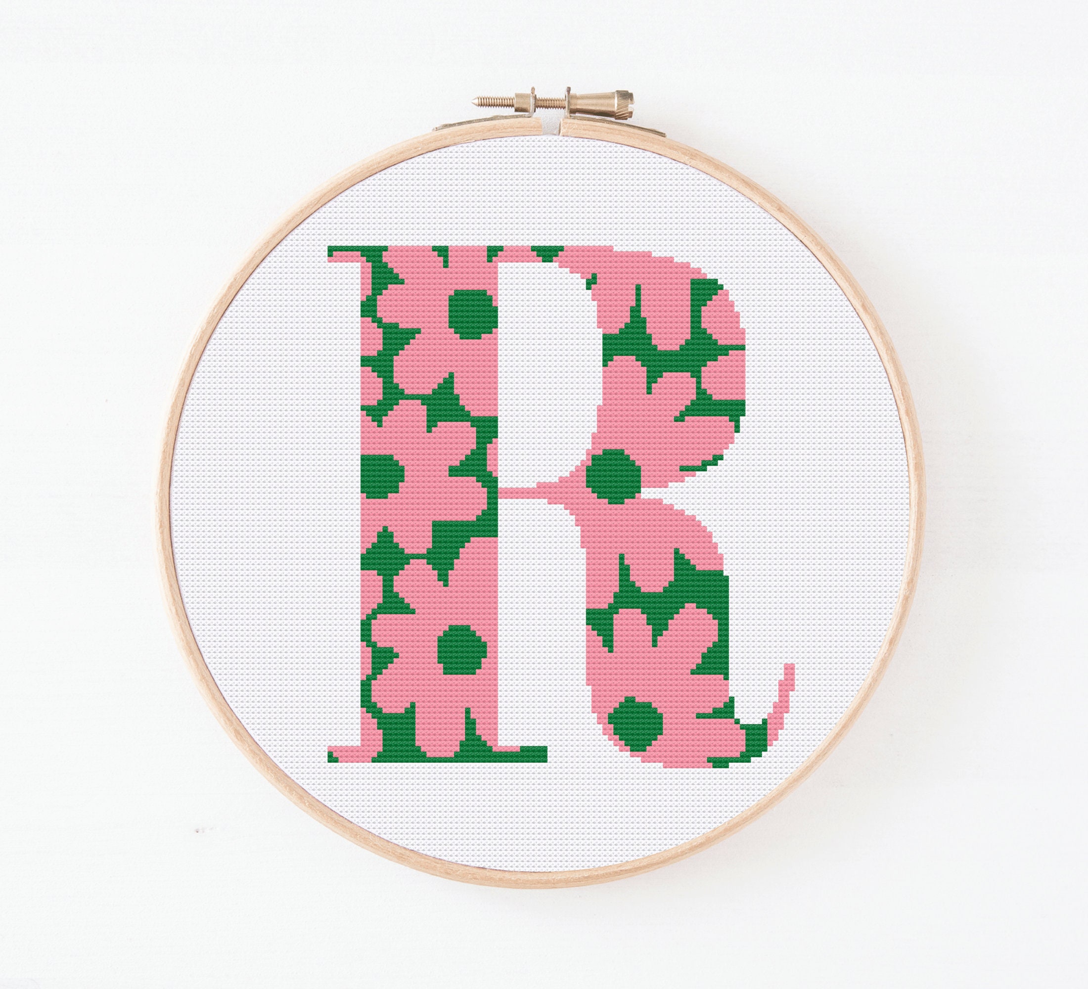 Letter R, Cross Stitch Alphabet Pattern, Floral Monogram, Counted Cross ...