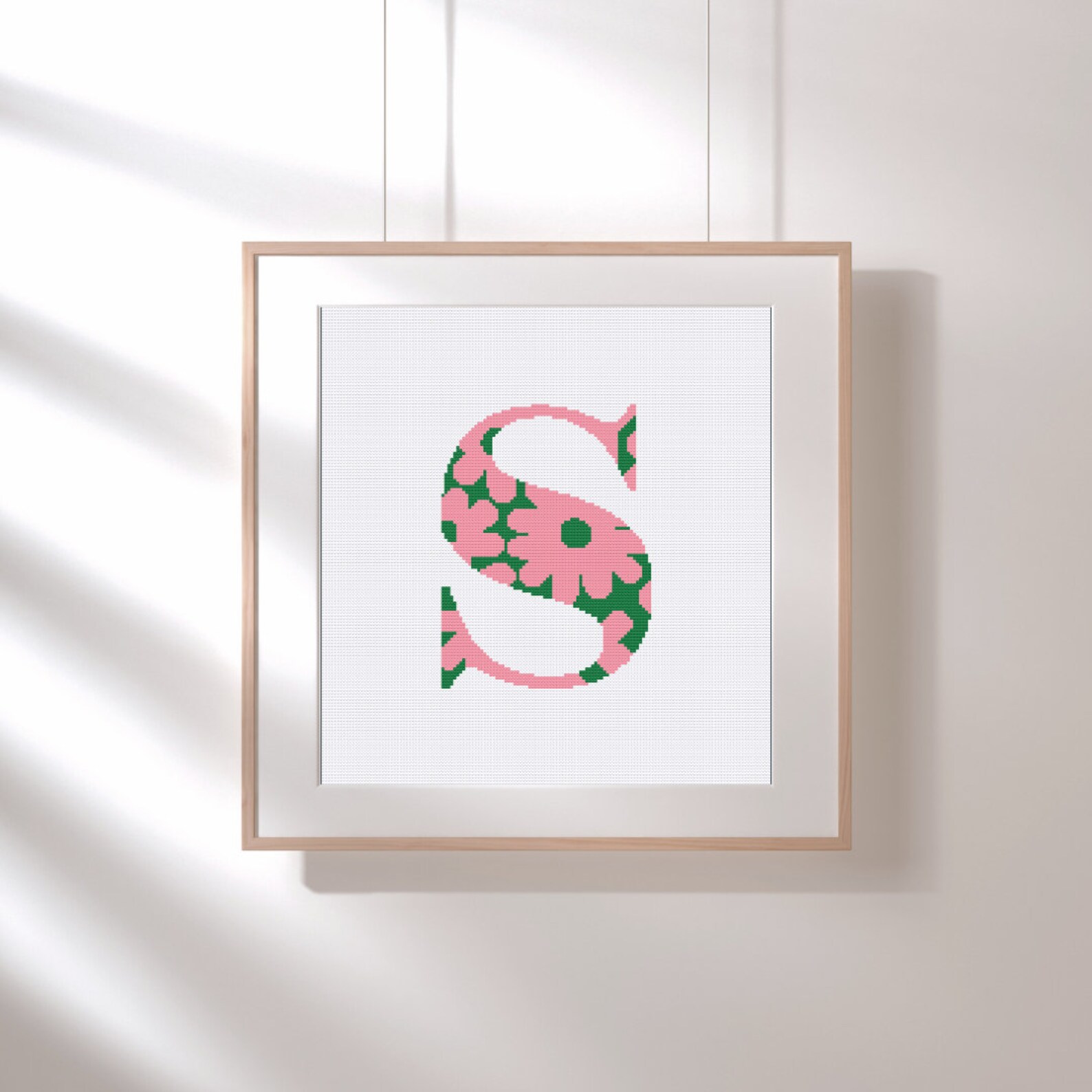 Letter S, Cross Stitch Alphabet Pattern, Floral Monogram, Counted Cross ...