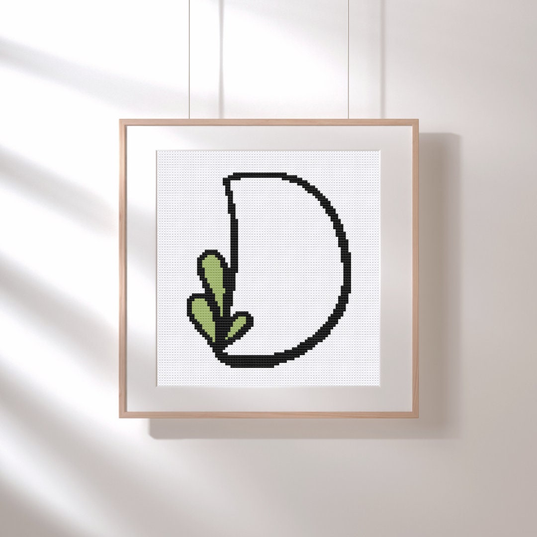 Floral Letter D, Cross Stitch D Pattern, Monogram D Cross Stitch ...