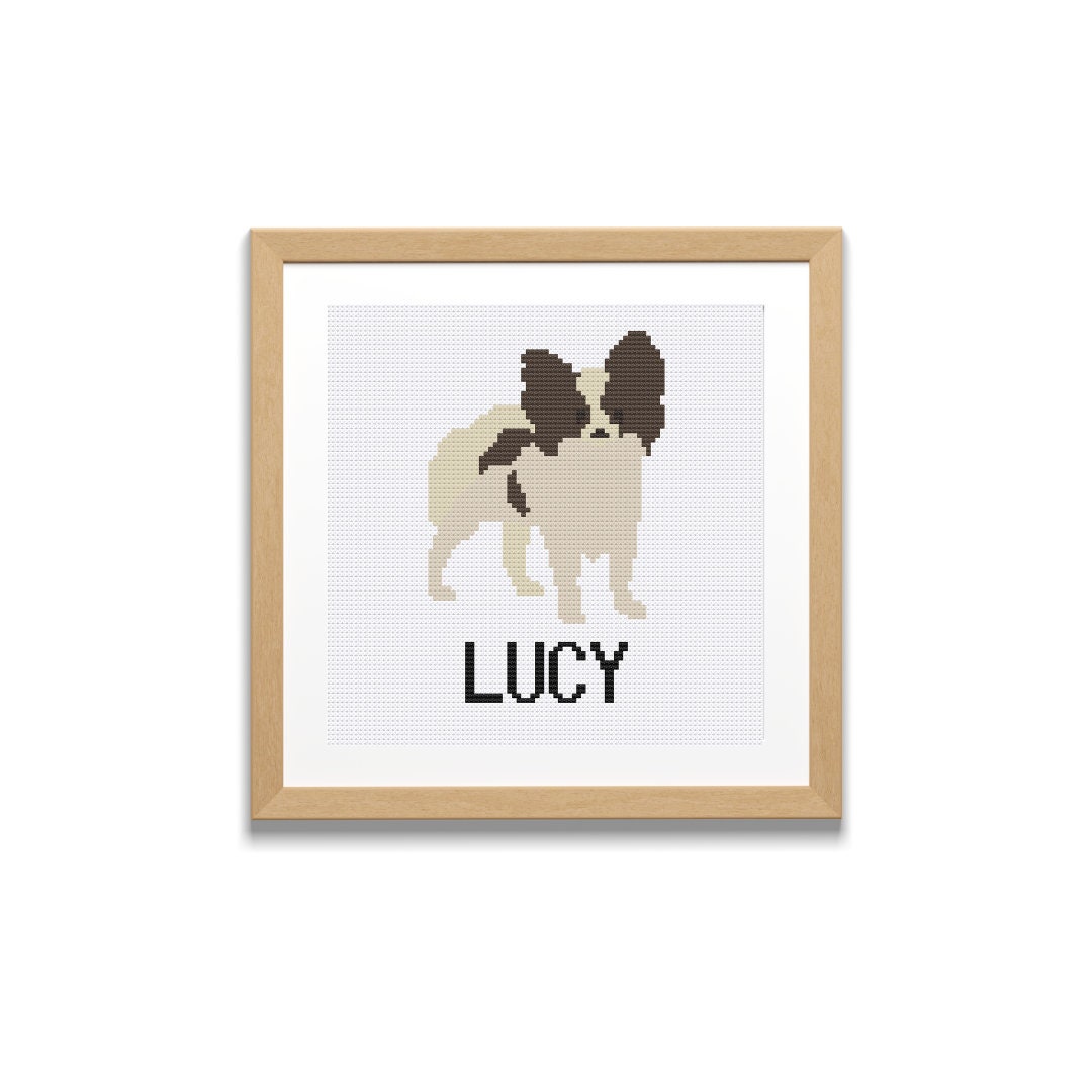 Personalized Papillon Dog Cross Stitch, Papillon Dog Pattern, Custom ...