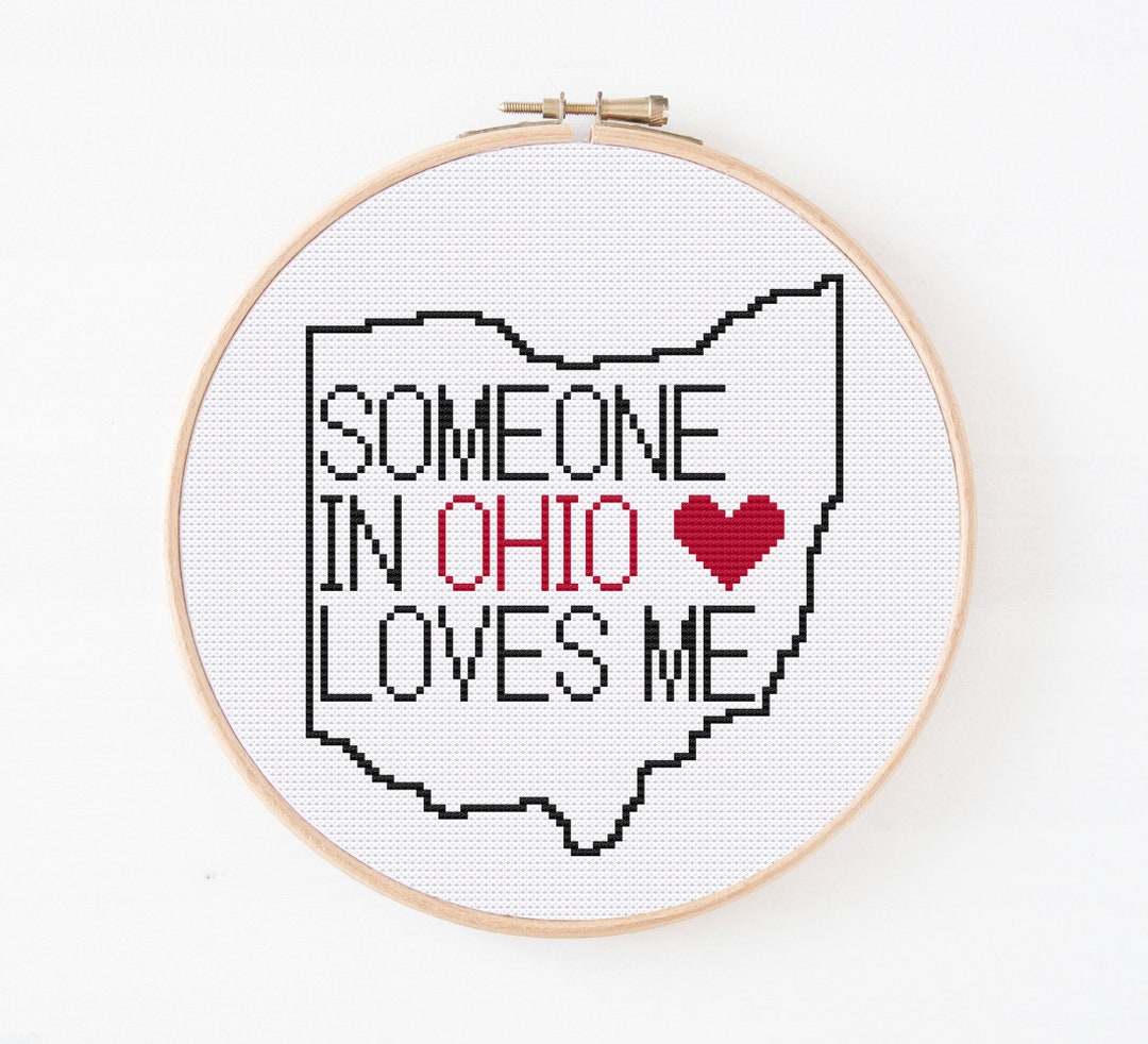 Ohio State Map Cross Stitch Pattern, Someone in Ohio Loves Me Pattern ...