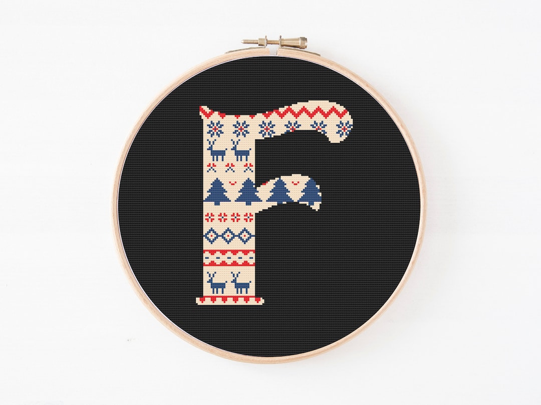 Letter F Christmas Cross Stitch Pattern, Custom Alphabet Letter ...