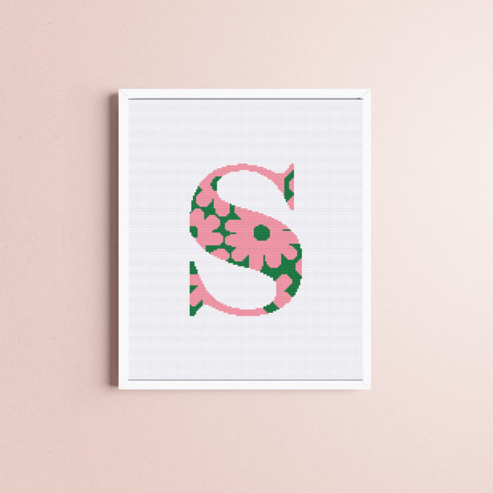 Letter S, Cross Stitch Alphabet Pattern, Floral Monogram, Counted Cross ...
