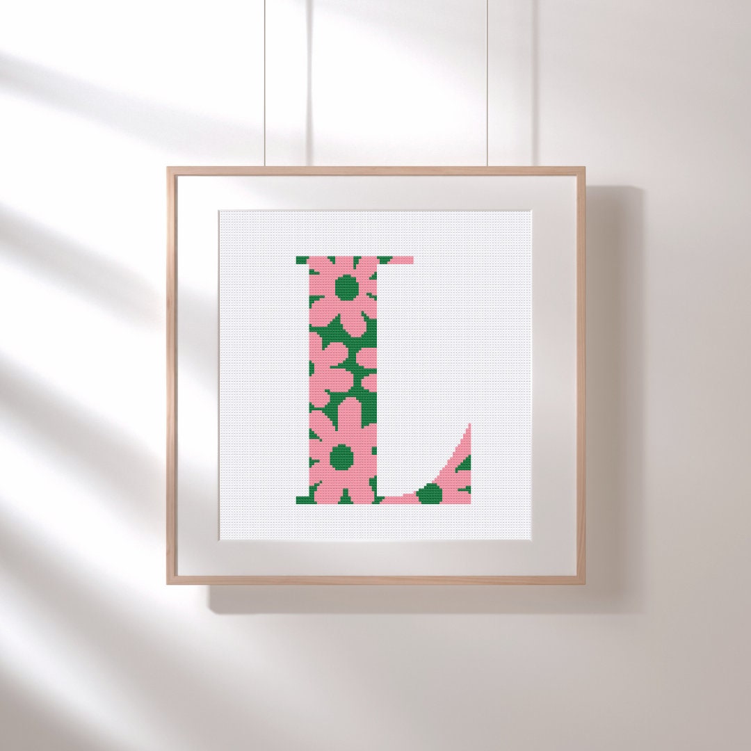 Letter L, Cross Stitch Alphabet Pattern, Floral Monogram, Counted Cross ...