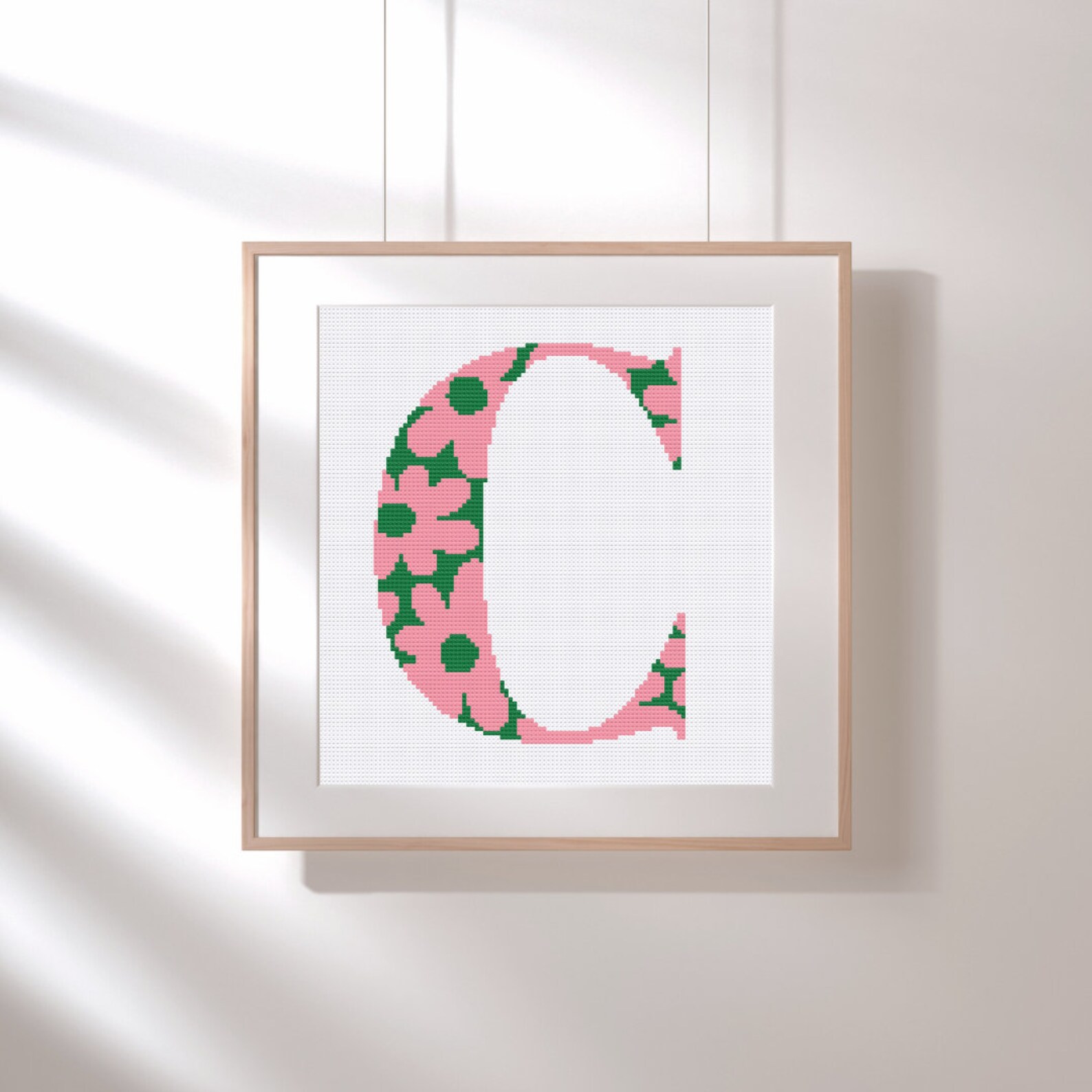 Letter C, Cross Stitch Alphabet Pattern, Floral Monogram, Counted Cross ...