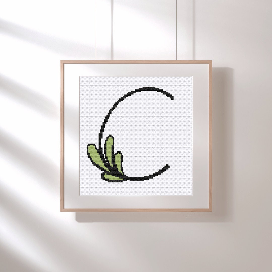 Floral Letter C, Cross Stitch C Pattern, Monogram C Cross Stitch ...