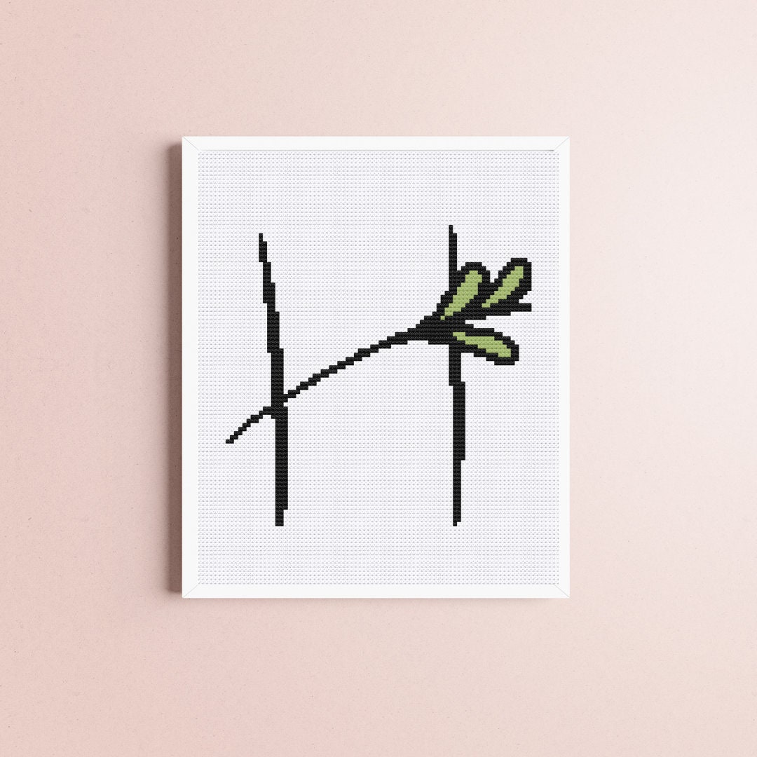 Floral Letter H, Cross Stitch H Pattern, Monogram H Cross Stitch ...