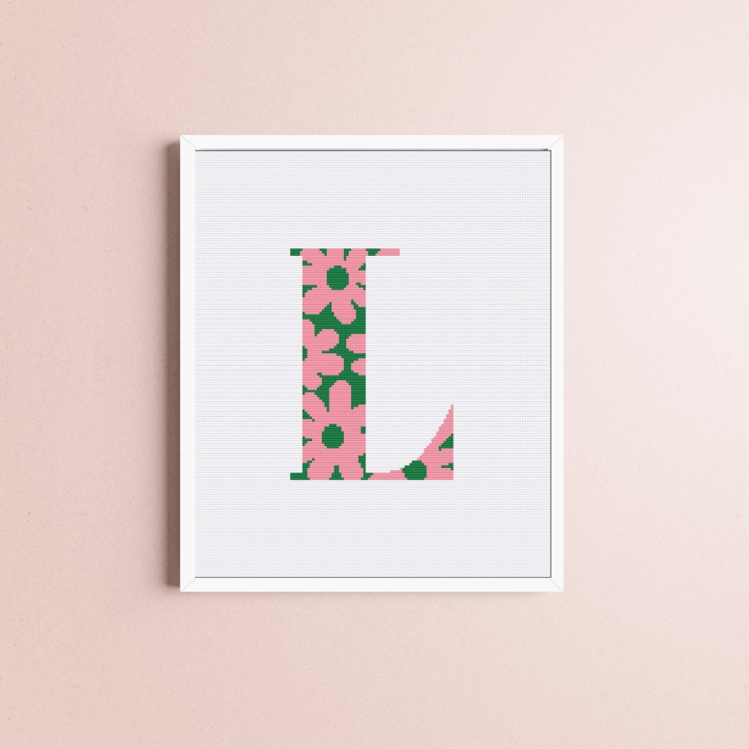 Letter L, Cross Stitch Alphabet Pattern, Floral Monogram, Counted Cross ...