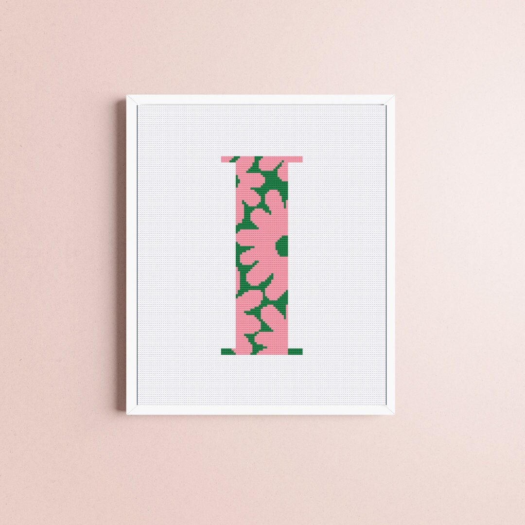 Letter I, Cross Stitch Alphabet Pattern, Floral Monogram, Counted Cross ...