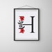 Floral Letter H Cross Stitch Pattern, Monogram H Cross Stitch, Initial ...