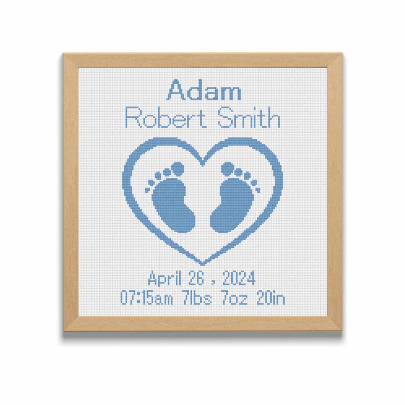 Boy Baby Birth Cross Stitch, Baby Announcement Cross Stitch, Baby ...