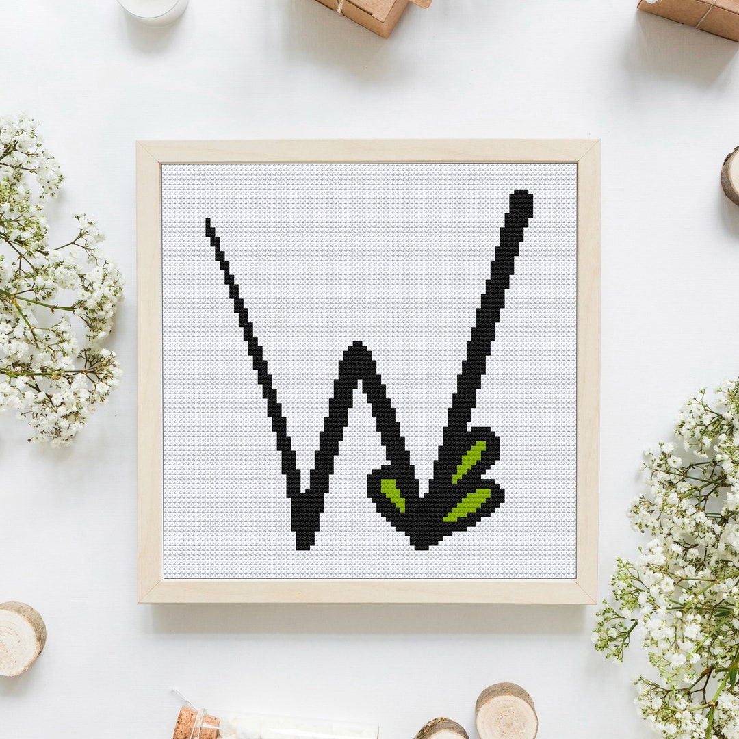 Floral Letter W, Cross Stitch W Pattern, Monogram W Cross Stitch ...